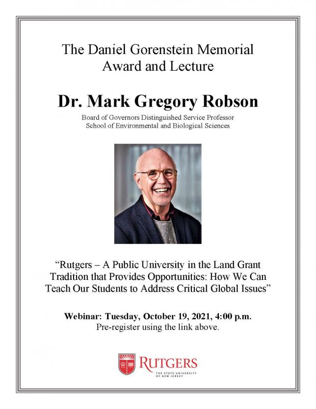 Gorenstein Memorial Award Lecture Invitation: Mark Gregory Robson ...